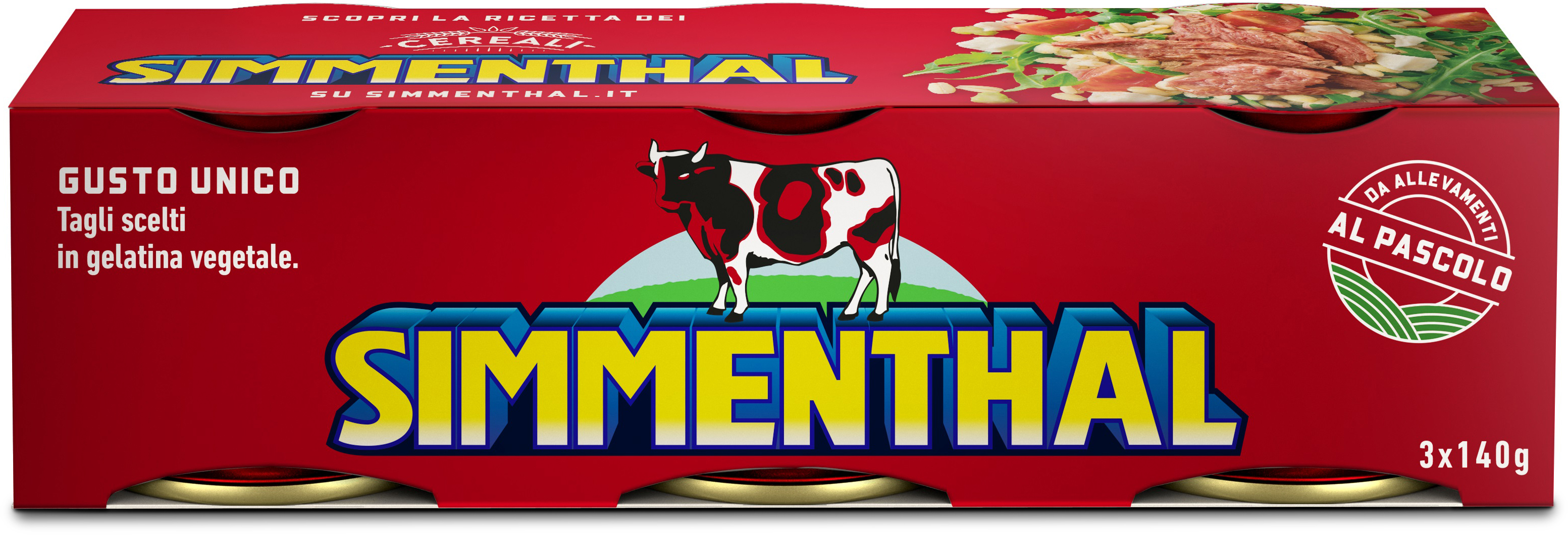 SIMMENTHAL CARNE LESSATA GR.140x3 CONSERVE ANIMALI CARNE IN SCATOLA Franzese Distribuzione